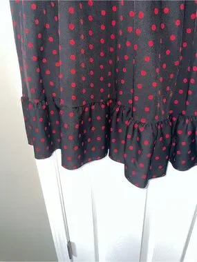 Dresses | Sleeveless Black Midi Dress With Red Polka Dots | Poshmark